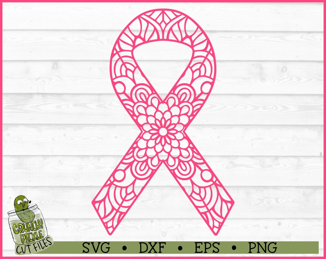 Mandala Breast Cancer Ribbon SVG File, Dxf, Eps, Png, Cancer Survivor ...
