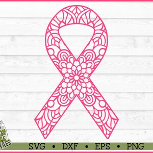 Mandala Breast Cancer Ribbon SVG File, Dxf, Eps, Png, Cancer Survivor ...