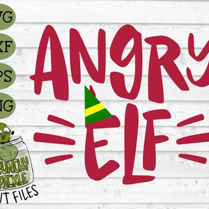 Angry Elf Christmas Svg File Dxf Eps Png Holiday Elf Hat | Etsy