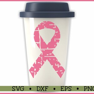 Breast Cancer Ribbon Distressed SVG File, Dxf, Eps, Png, Survivor Svg ...