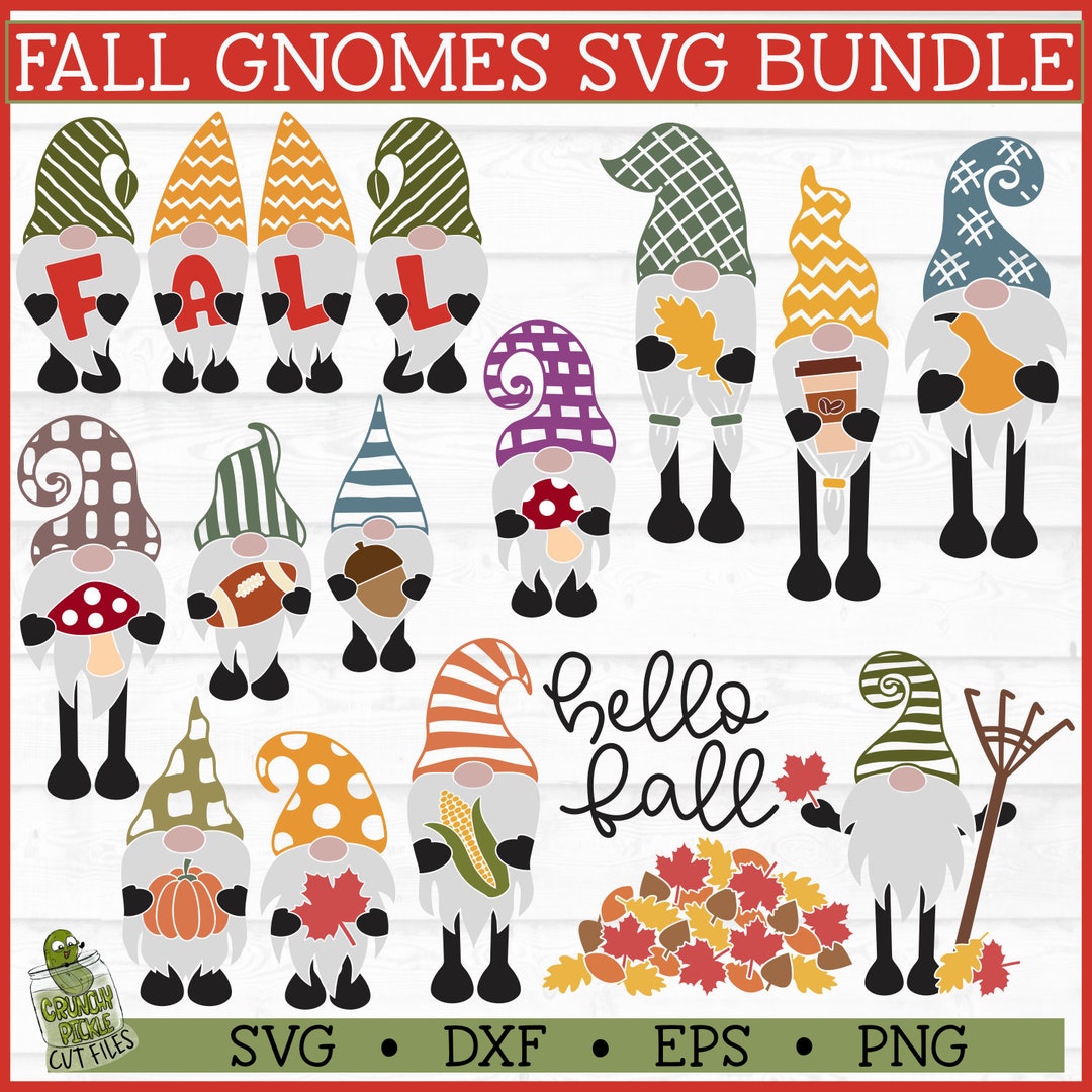 Fall Gnomes SVG Bundle, Dxf, Eps, Png, Autumn Gnomes Svg, Fall Svg ...