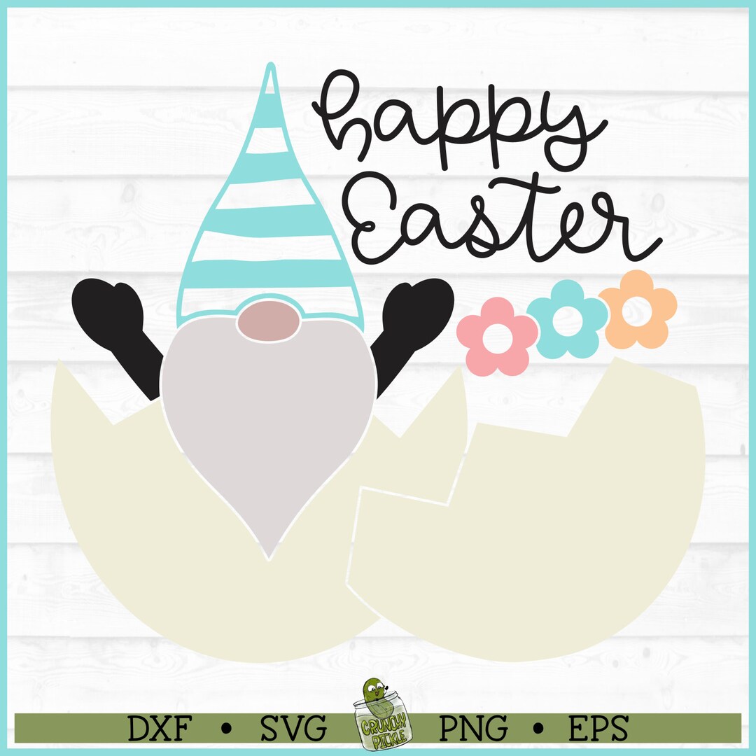 Easter Gnome Hatched Egg SVG File, Dxf, Eps, Png, Spring Gnome Svg ...