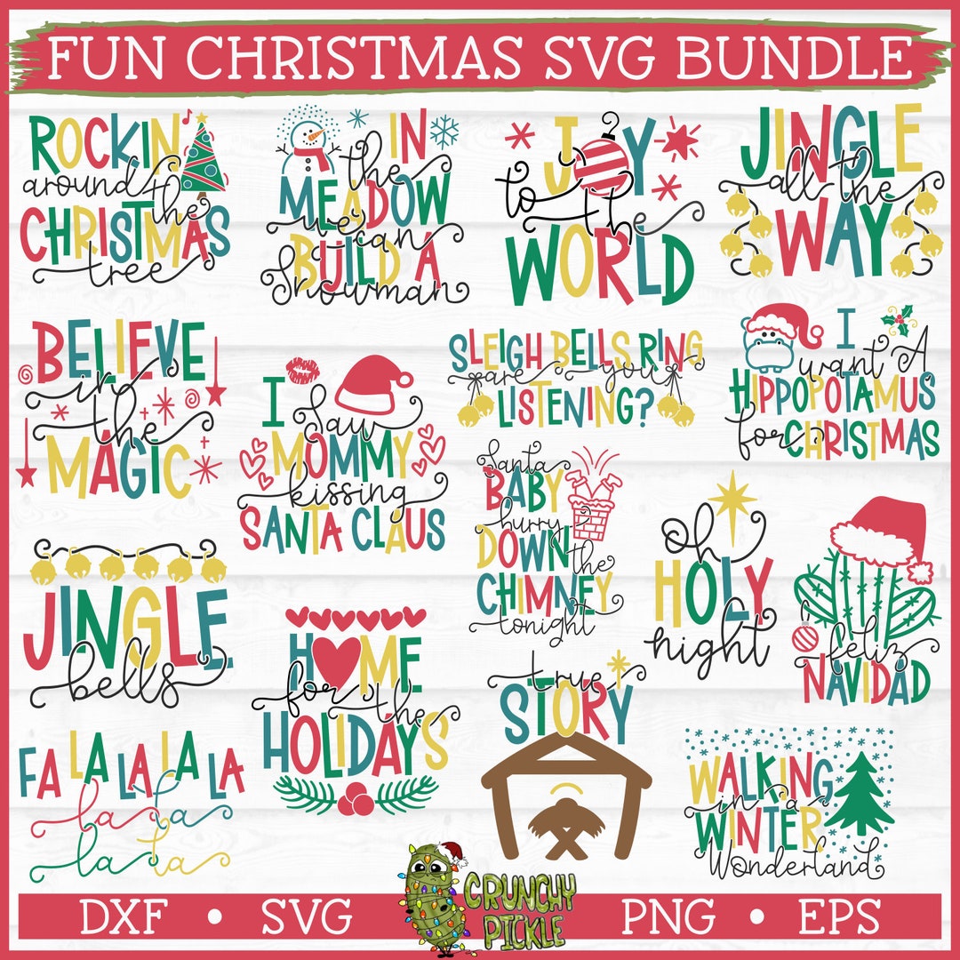 Fun Christmas SVG Bundle, Dxf, Eps, Png, Christmas Svg Files, Christmas ...