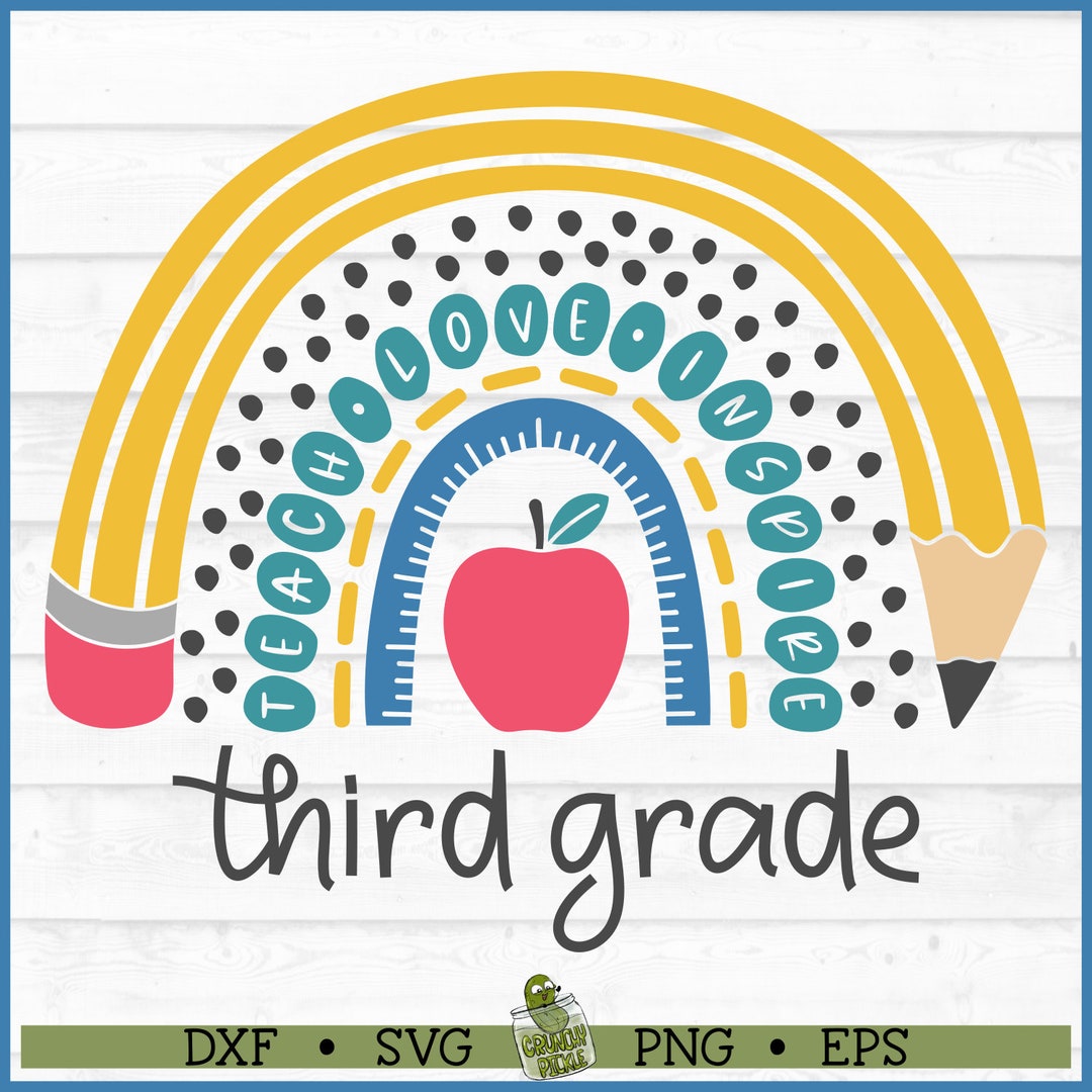 Teacher Boho Rainbow Third Grade SVG, Dxf, Eps, Png, 3rd Grade Svg ...