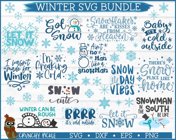 Winter SVG Bundle Dxf Eps Png Snowman Snowflakes Winter | Etsy