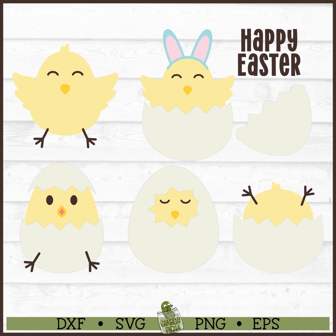 Easter Chicks SVG Files, Dxf, Eps, Png, Chick in Egg, Cracked Egg ...