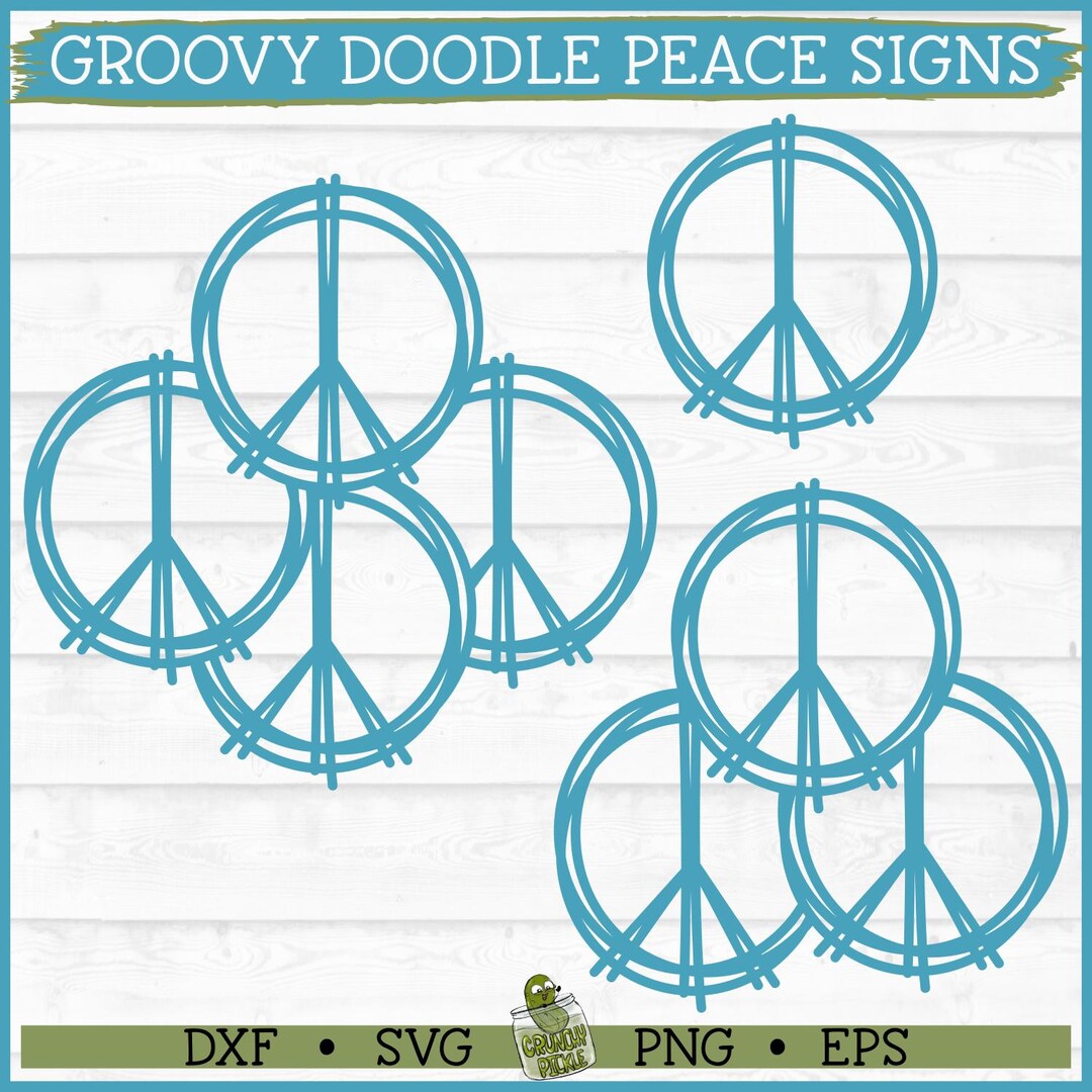Groovy Doodle Peace Signs SVG Files, Eps, Png, Retro Svg, Hippie Svg ...