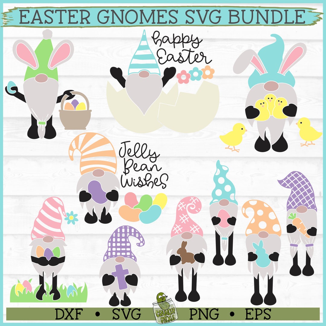 Easter Gnomes SVG Bundle, Dxf, Eps, Png, Easter Gnome Svg, Easter Svg ...