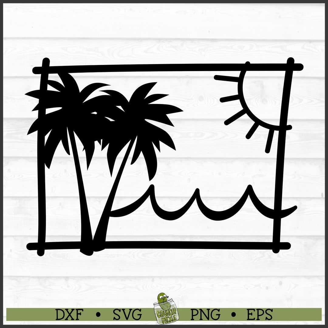 Beach Frame Horizontal Palm Trees SVG File, Dxf, Eps, Png, Beach Svg ...