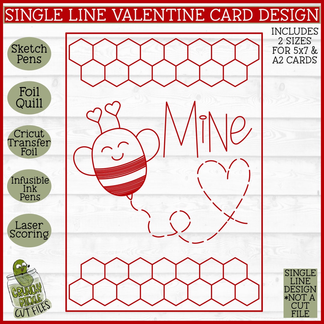 Foil Quill Bee Mine Valentine Card SVG File, Single Line Svg, Foil ...