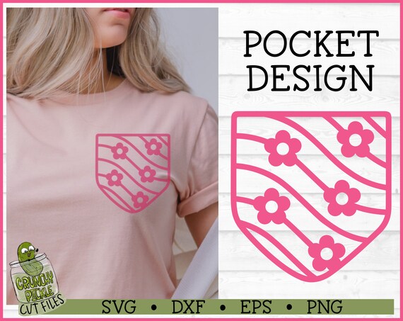 Flowers Pocket Design SVG File Dxf Eps Png Shirt Pocket | Etsy