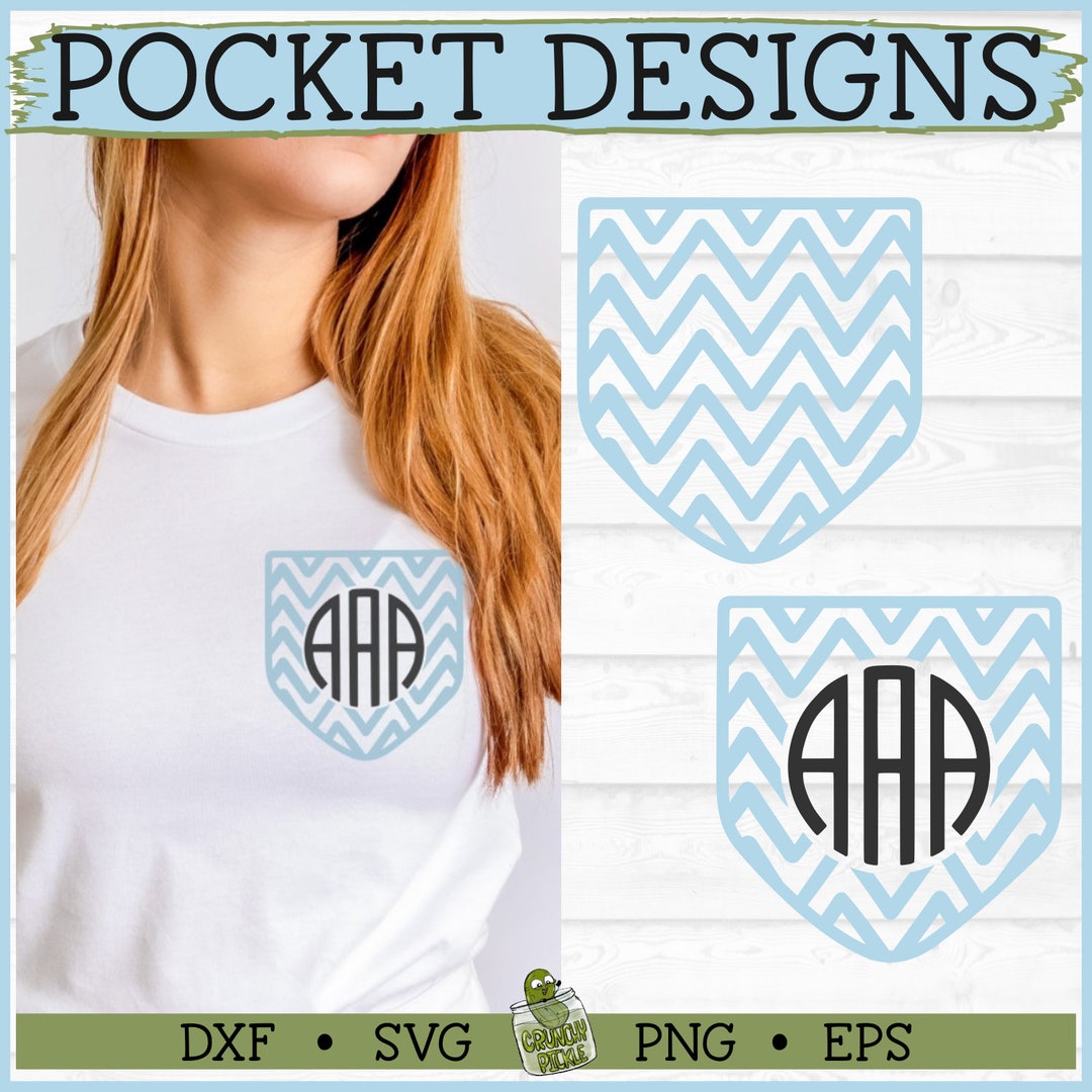Chevron Monogram Pocket Design SVG File 2, Dxf, Eps, Png, Shirt Pocket ...