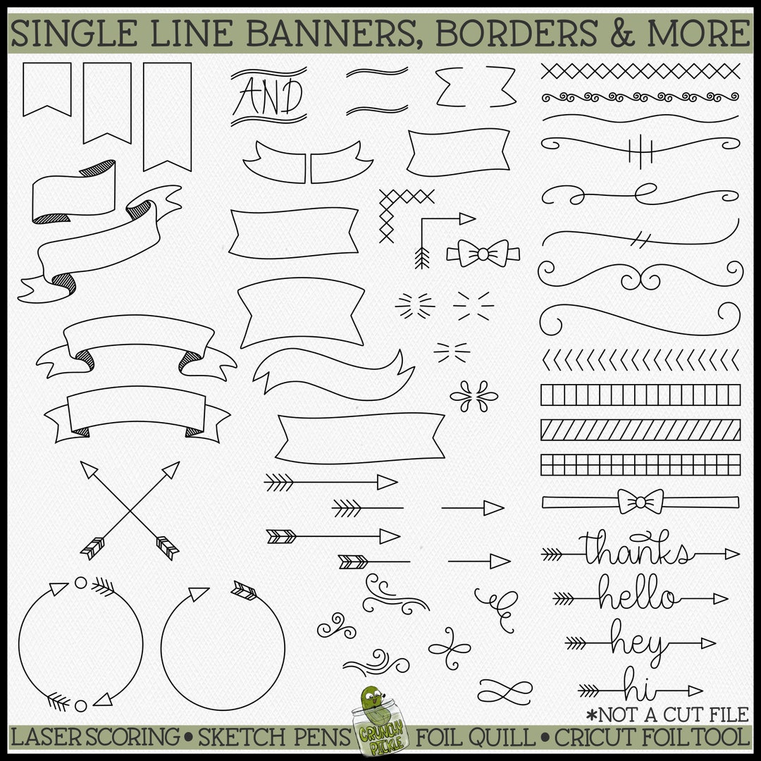 Foil Quill Banners, Borders & More SVG, Single Line Svg, Foil Quill Svg ...