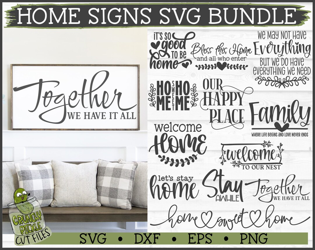 Home SVG Bundle Dxf Eps Png Home Sign Svg Bundle Home - Etsy