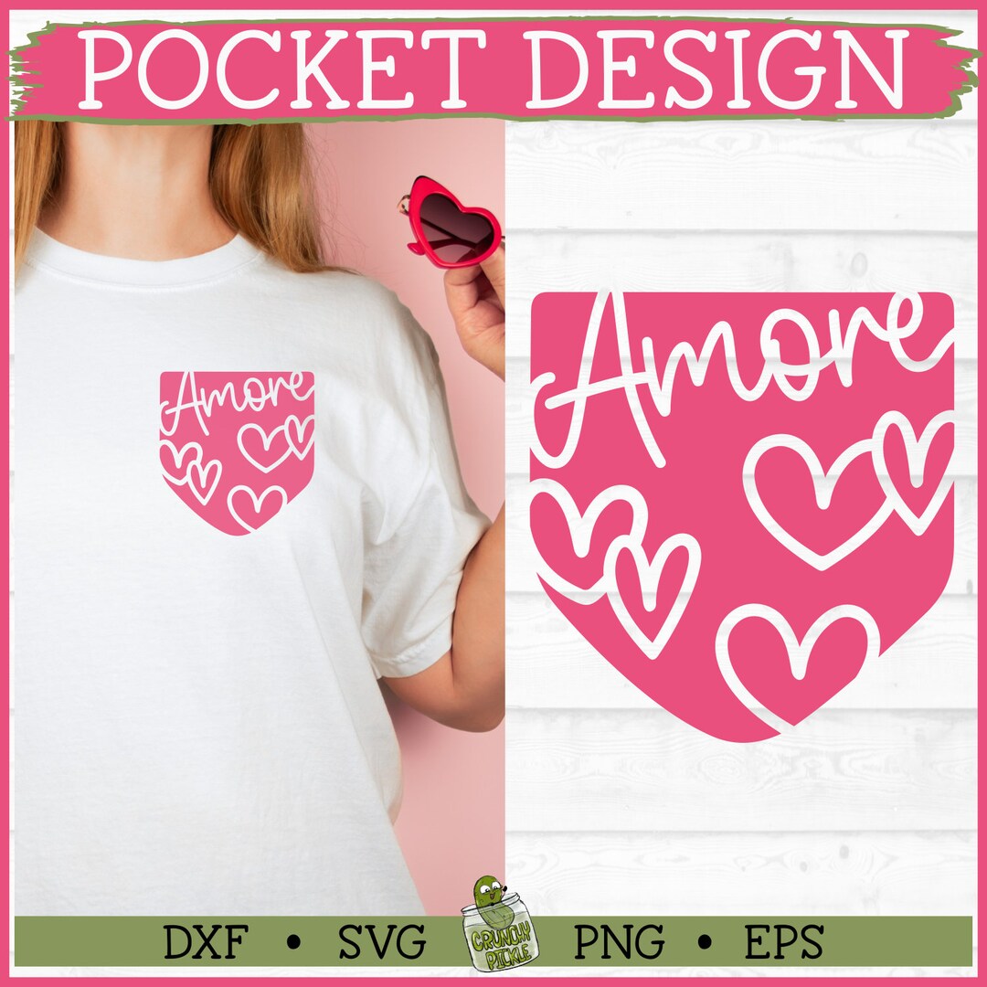 Amore Pocket Design SVG File, Dxf, Eps, Png, Shirt Pocket Svg, Heart ...