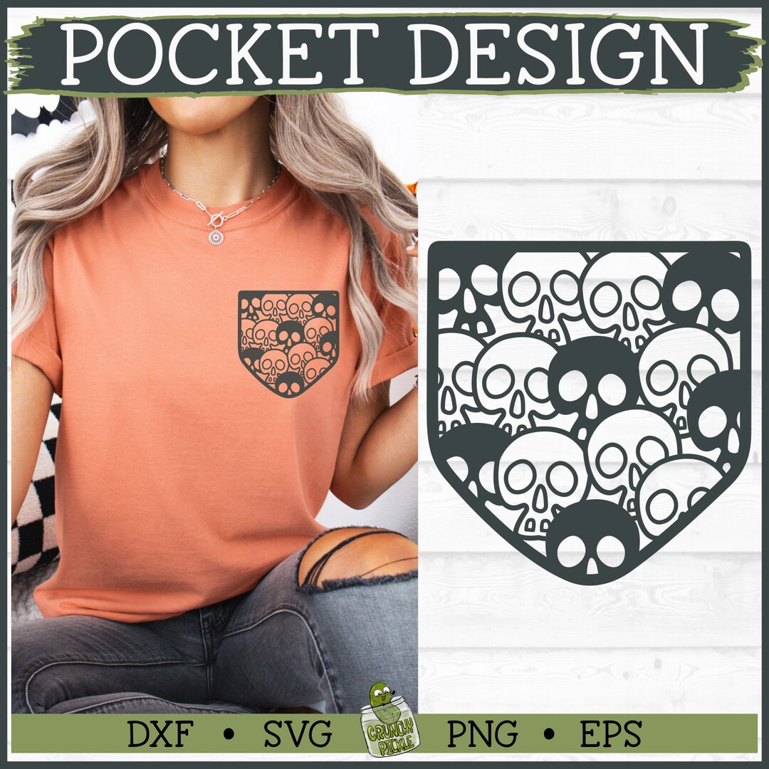 Skulls Pocket Design SVG, Dxf, Eps, Png, Shirt Pocket Svg, T-shirt ...