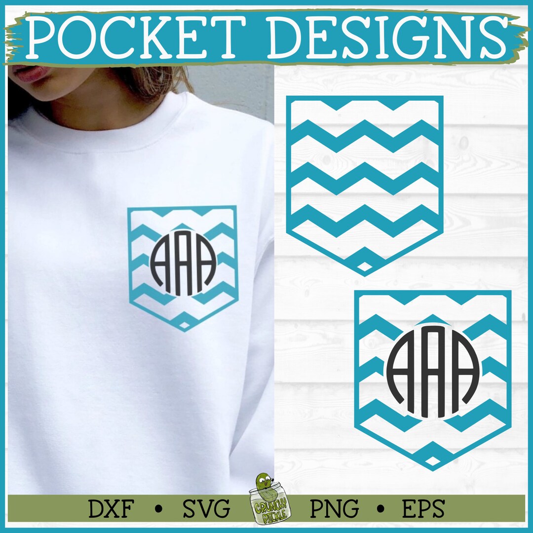 Chevron Monogram Pocket Design SVG File, Png, Shirt Pocket Svg ...