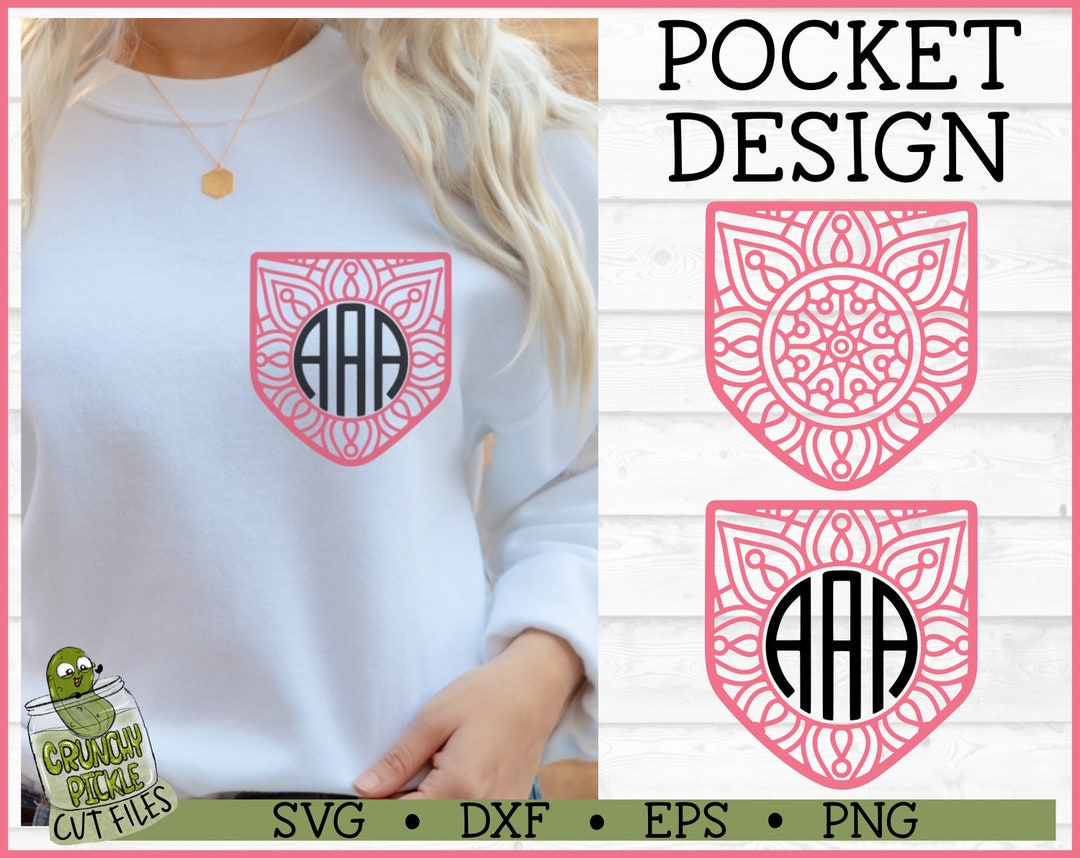 Mandala Monogram Pocket Design SVG File 2, Dxf, Eps, Png, Shirt Pocket ...