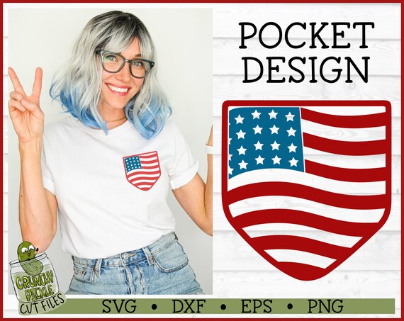 Patriotic Flag Pocket Design SVG Dxf Eps Png Shirt Pocket | Etsy