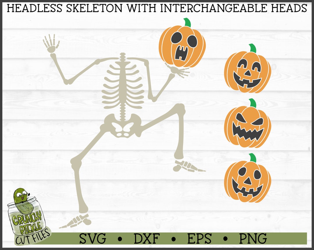 Headless Skeleton Pumpkin Head SVG File Dxf Eps Png - Etsy
