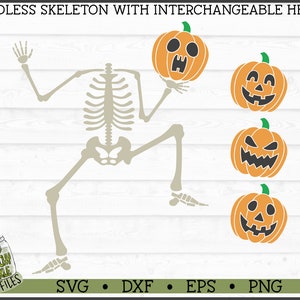 Headless Skeleton Pumpkin Head SVG File Dxf Eps Png - Etsy