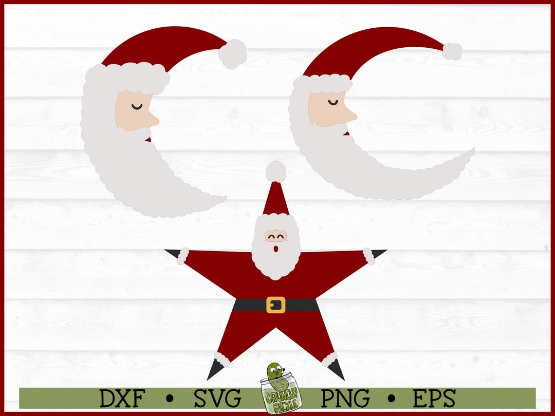 Santa Moon SVG and Santa Star SVG Files Dxf Eps Png - Etsy
