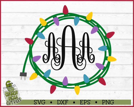 Christmas Lights Monogram Frame SVG File 1 Dxf Eps Png - Etsy