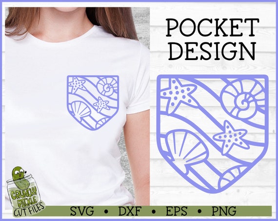 Seashells Pocket Design SVG File Dxf Eps Png Shirt Pocket | Etsy