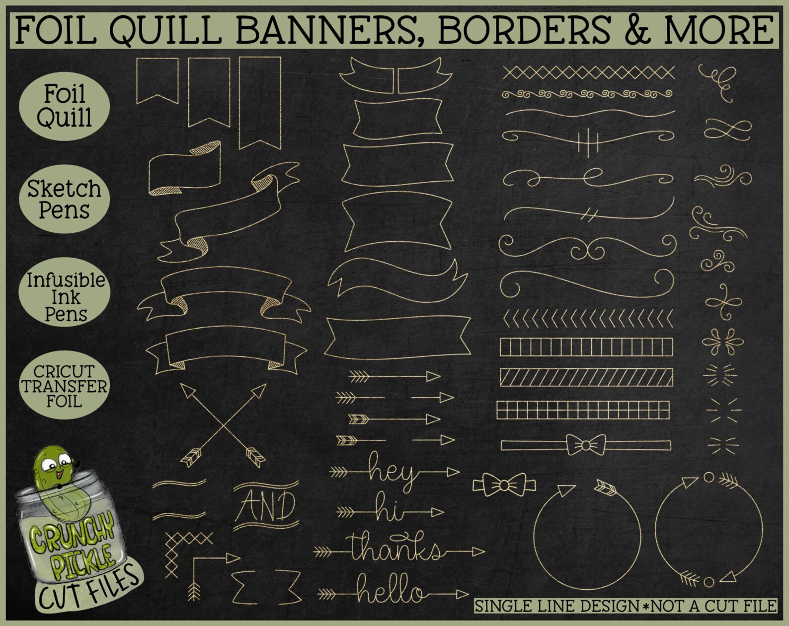 Foil Quill Banners Borders & More SVG Single Line Svg - Etsy