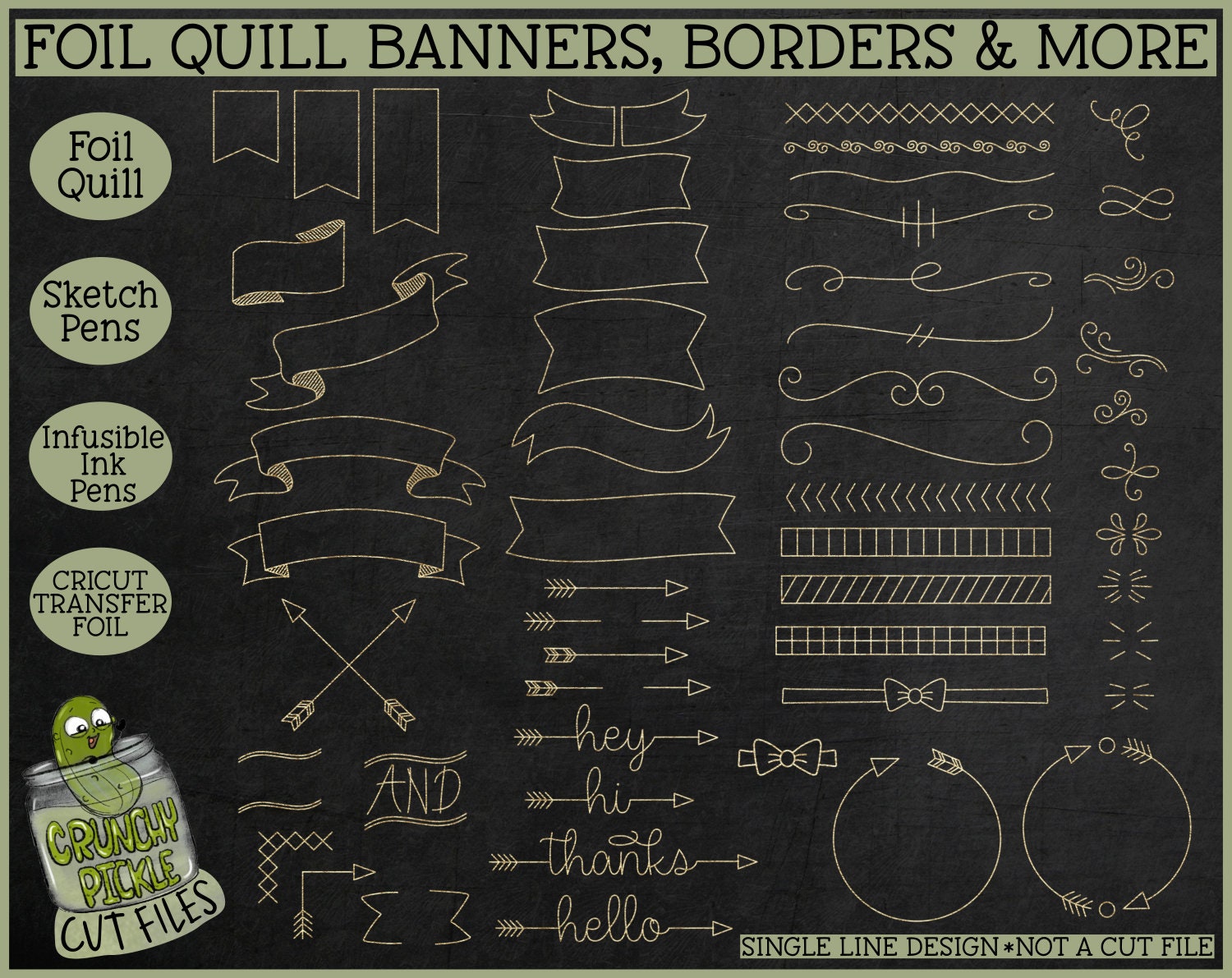 Foil Quill Banners, Borders & More SVG, Single Line Svg, Foil Quill Svg ...