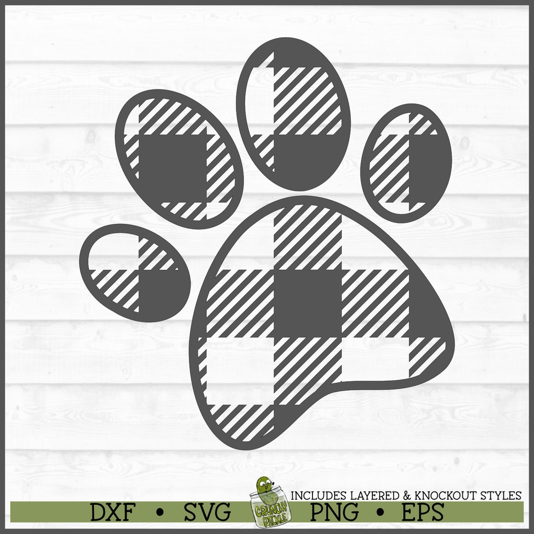 Buffalo Plaid Paw Print SVG File, Dxf, Eps, Png, Dog Mom Svg, Cat Mom ...