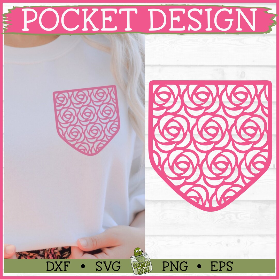 Roses Pocket Design SVG File, Dxf, Eps, Png, Shirt Pocket Svg, Flowers ...