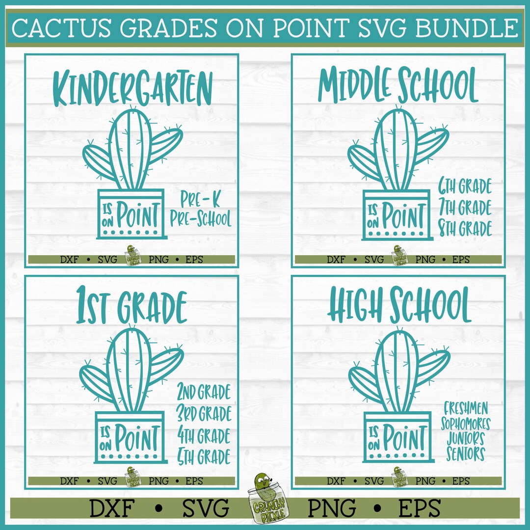 Cactus Grades on Point SVG Bundle, Dxf, Eps, Png, Teacher Svg, Back to ...