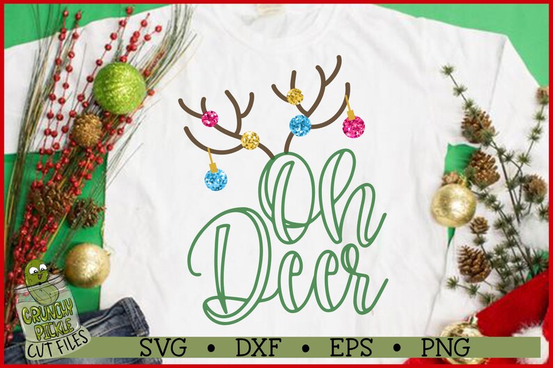 Oh Deer Christmas SVG File, Dxf, Eps, Png, Reindeer Antlers Svg ...