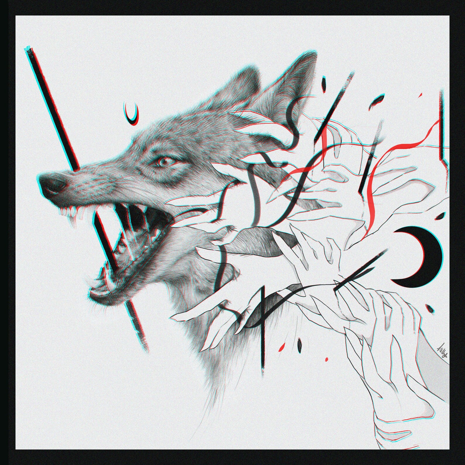 Wolf Drawing Fine Art Print Wolf Art Wall Art Wall Decor Dark Art Home ...