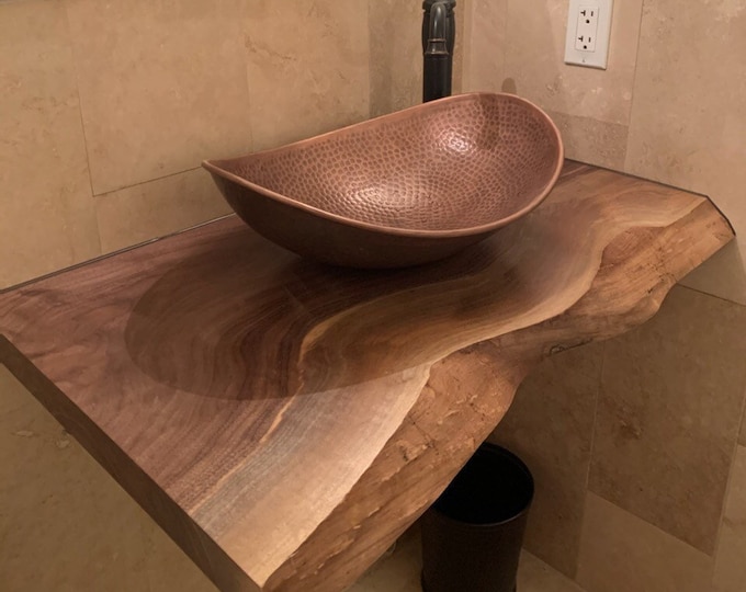 Live Edge Floating Vanity, Bathroom Vanity Top, Walnut Wooden Vanity ...