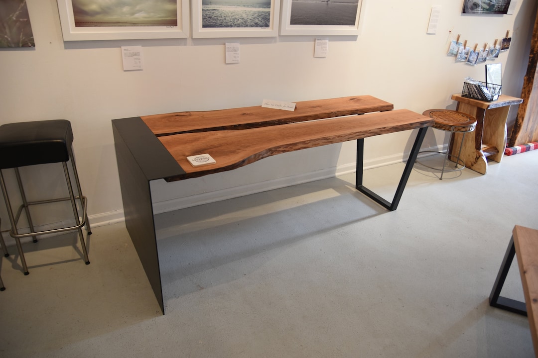 Live Edge Metal Waterfall, Live Edge Dining Kitchen Table, Custom Table ...