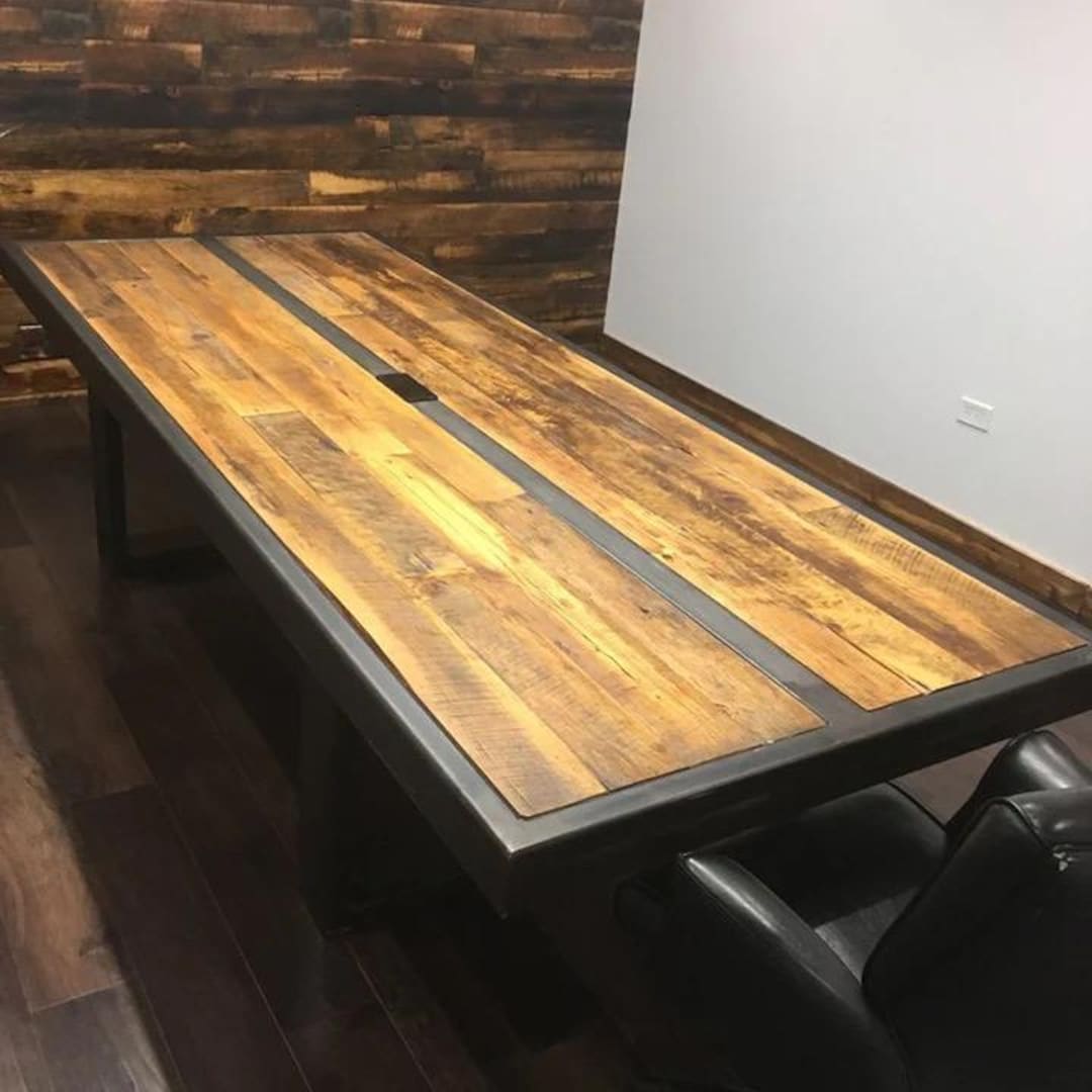 Industrial Steel and Wood Conference Table - Etsy