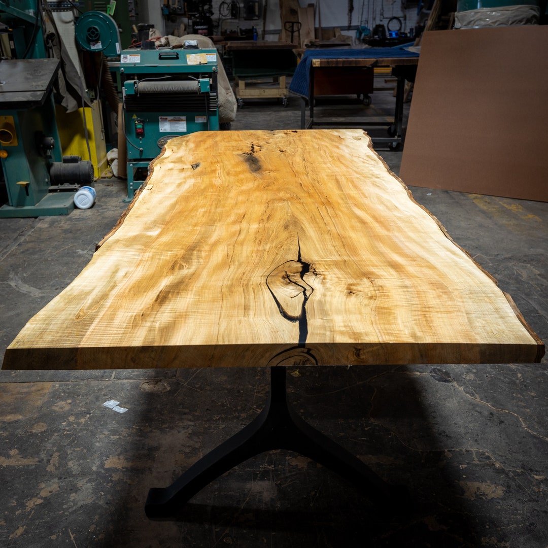 Solid Maple Live Edge Dining Table, Wood Slab Dining Table, Custom ...