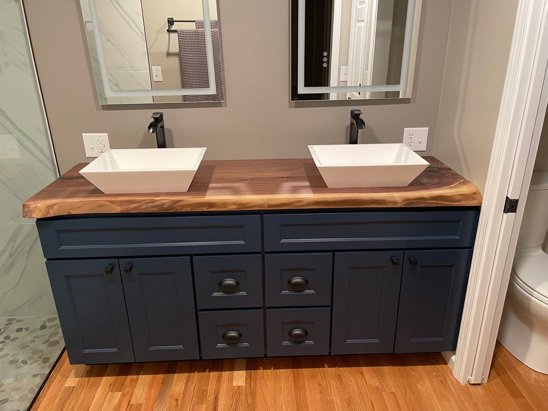 Live Edge Black Walnut Vanity, Raw Edge Top, Countertop, Bathroom Top ...