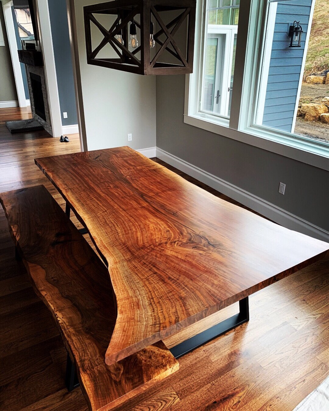 Claro Walnut Live Edge Dining Table, Custom Steel Legs - Etsy