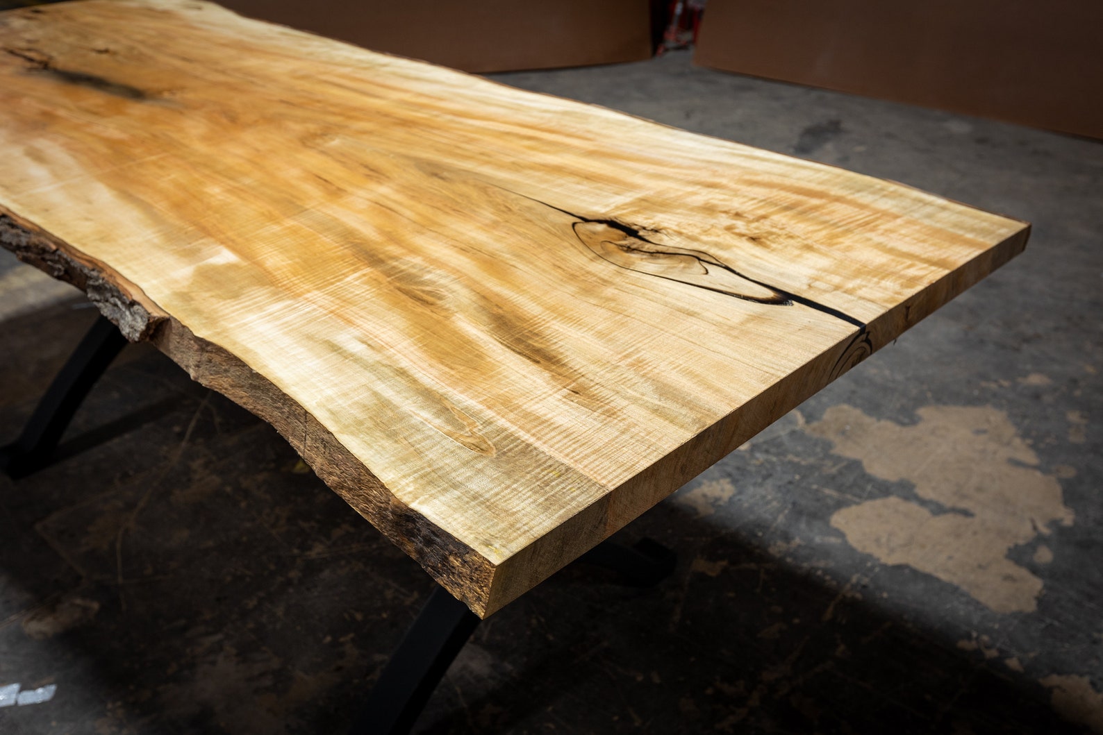 Handmade Solid Maple Live Edge Dining Table, Reclaimed Wood Slab - Etsy
