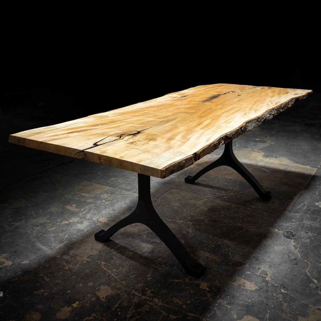 Solid Maple Live Edge Dining Table, Wood Slab Dining Table, Custom ...