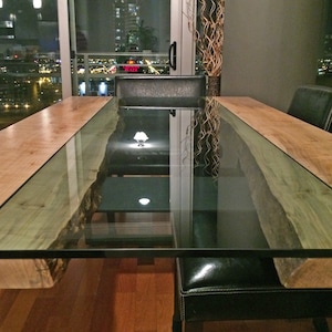 Hard Maple Inverted Live Edge Glass Table - Etsy