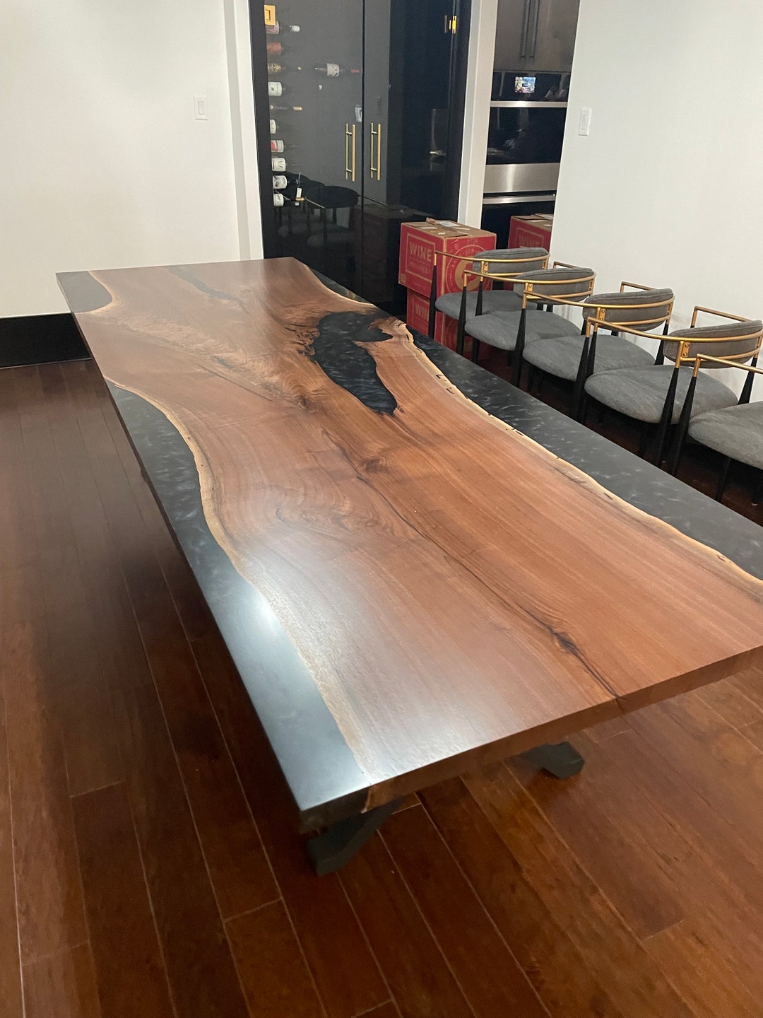 Casted Walnut Live Edge Dining Table - Etsy