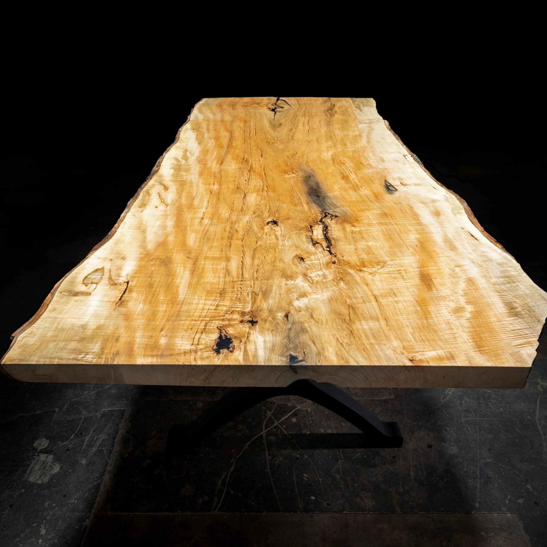Handmade Solid Maple Live Edge Dining Table, Reclaimed Wood Slab - Etsy