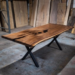Live Edge Dining Table With X Shaped Metal Legs - Etsy