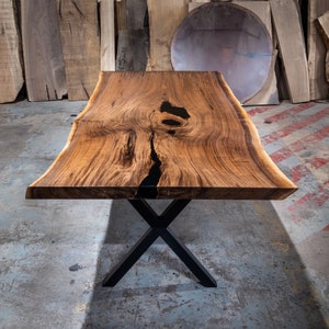Live Edge Dining Table With X Shaped Metal Legs - Etsy