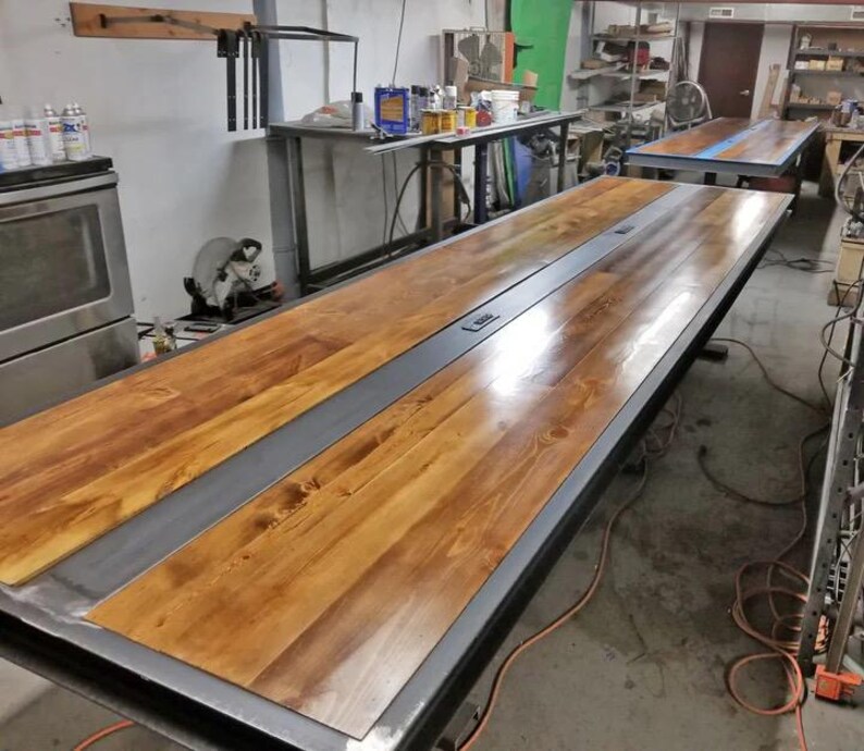 Industrial Steel and Wood Conference Table - Etsy