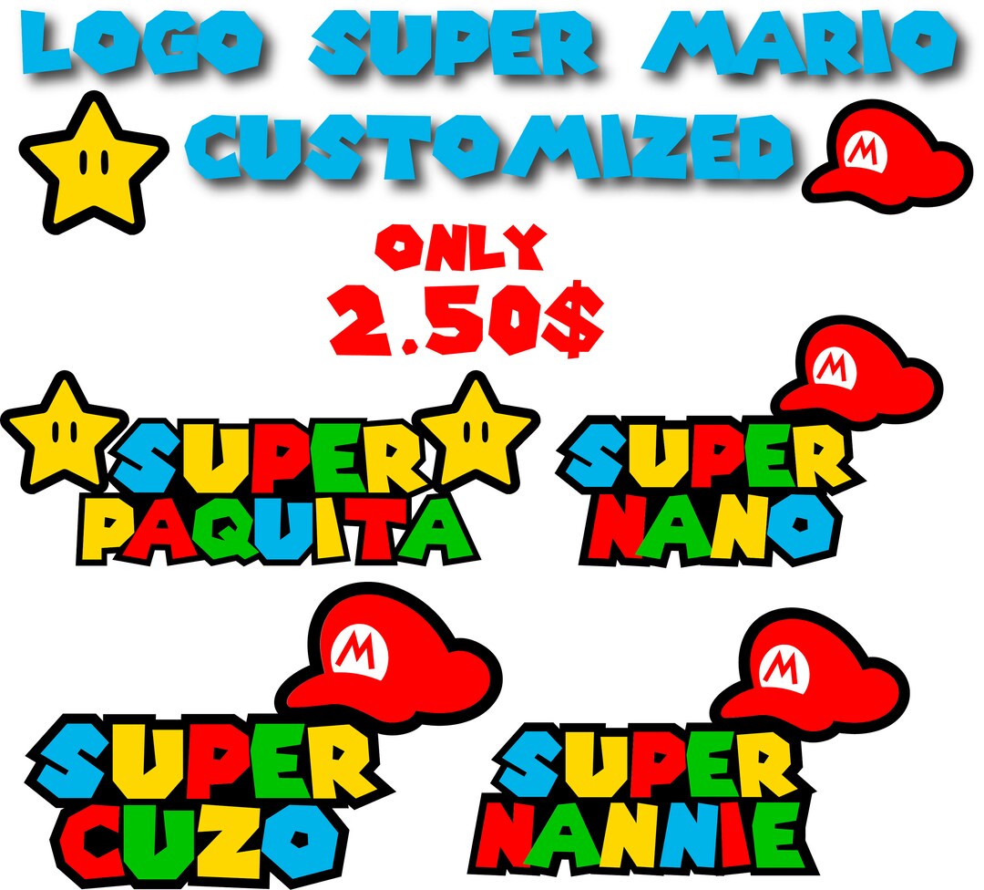 Super Mario Customizedlogo Super Mario Customizedsuper Mario - Etsy